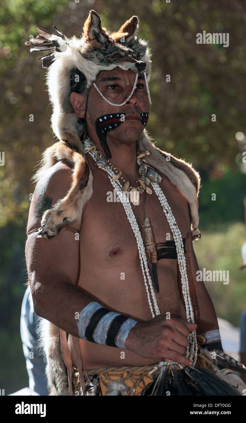 Chumash native American man, at the 2013 Inter Tribal Pow Wow, Live Oak ...