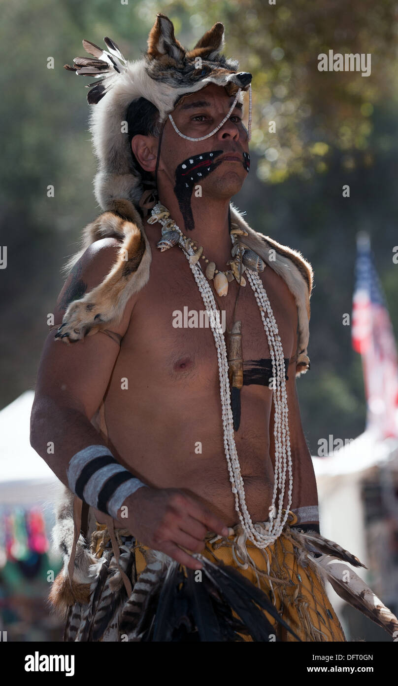 Chumash native American man, at the 2013 Inter Tribal Pow Wow, Live Oak ...
