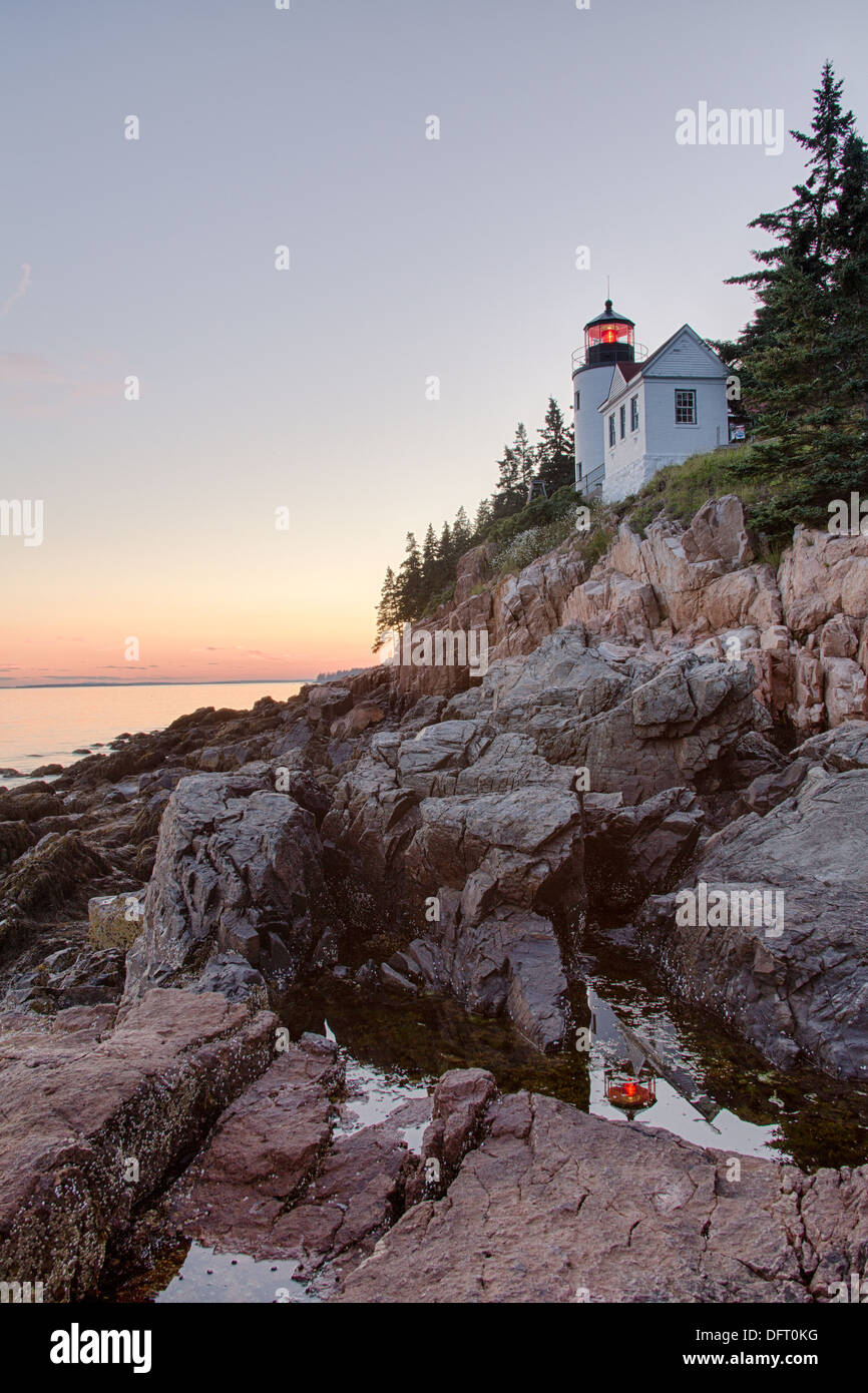 Bass Harbor Lighthouse at dusk in Acadia National Park in Maine Stock ...