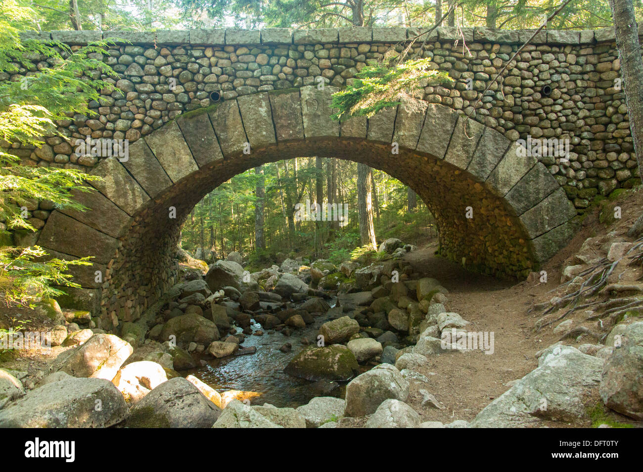 Stone bridge carriage road built by the Rockefeller family in Acadia ...
