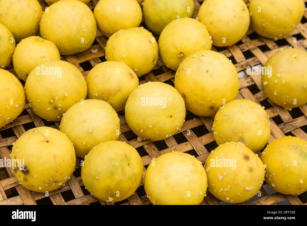 Salted lemon before make preserved lemons Stock Photo - Alamy
