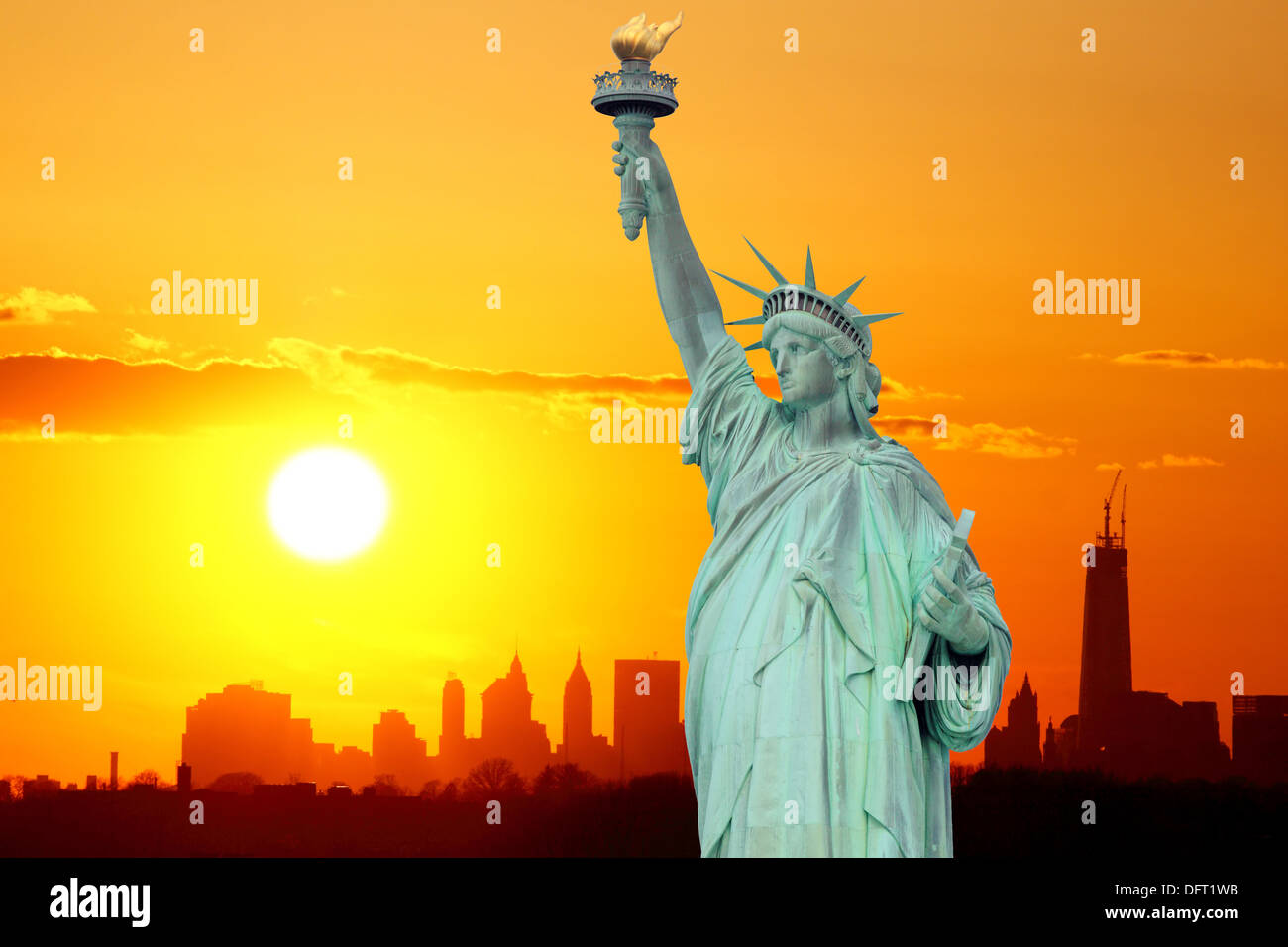 Statue Of Liberty At Sunset