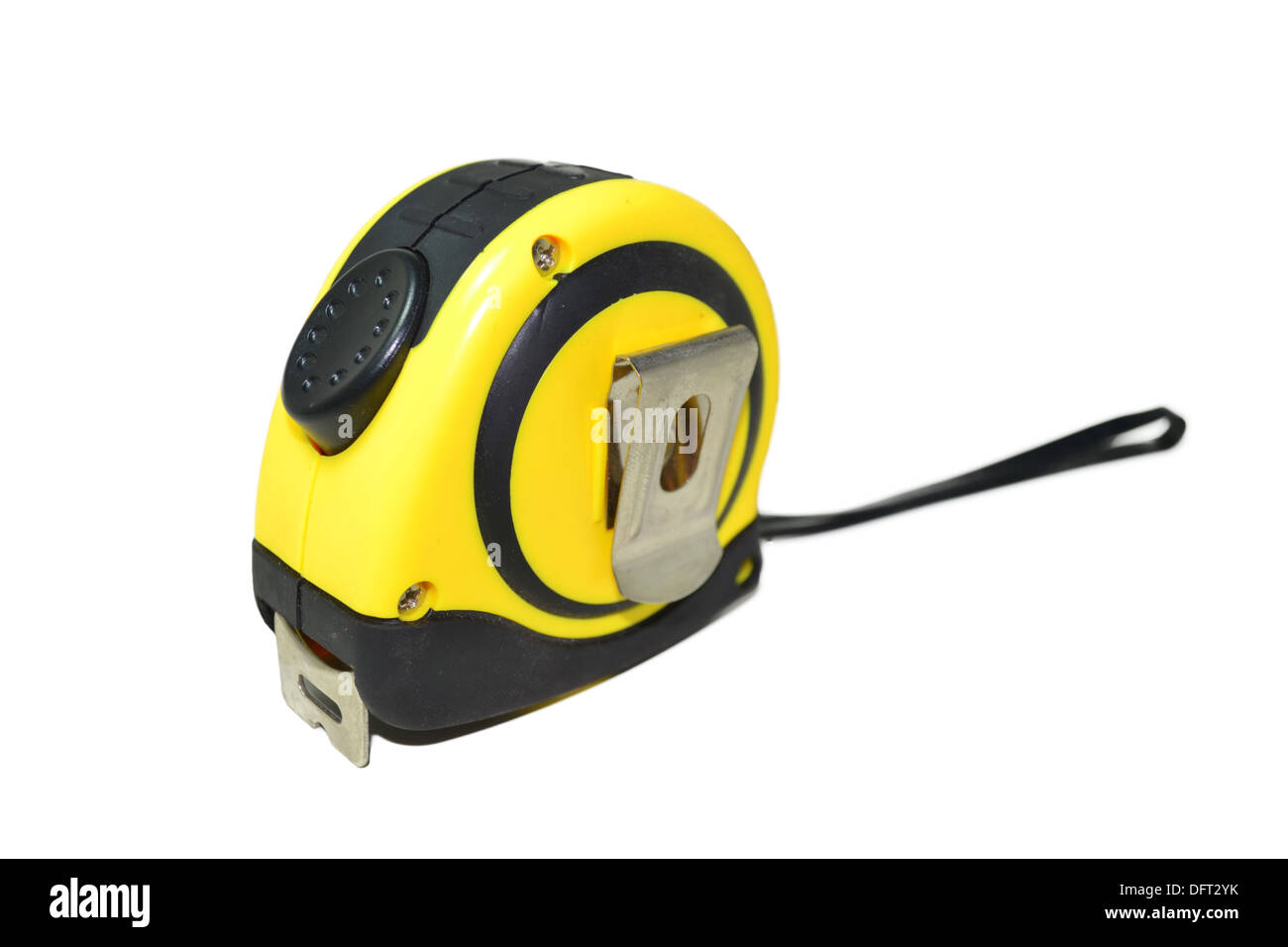 Yellow tape measure on white Stock Photo - Alamy