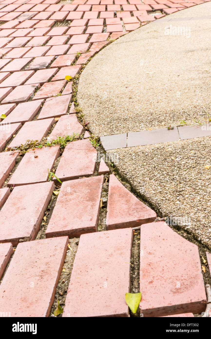 Sidewalk Curving walk from Paving Stones and wood walls garden Stock ...