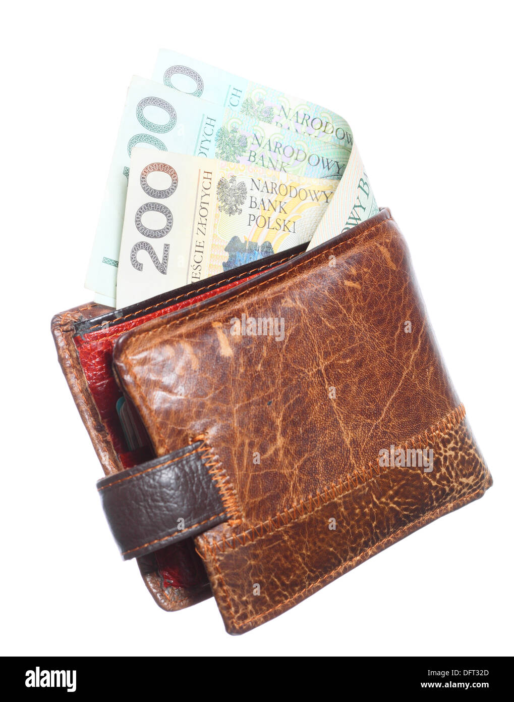 Economy and finance. Wallet with money paper currency polish zloty ...