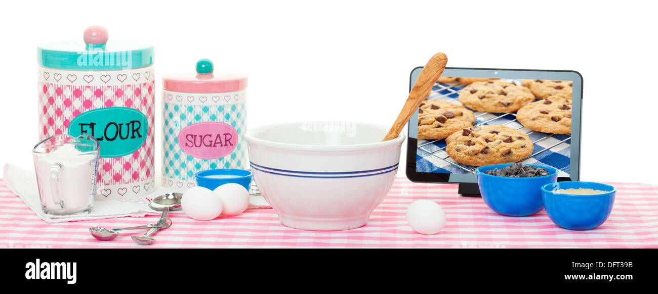 Baking with Tablet Computer Stock Photo - Alamy