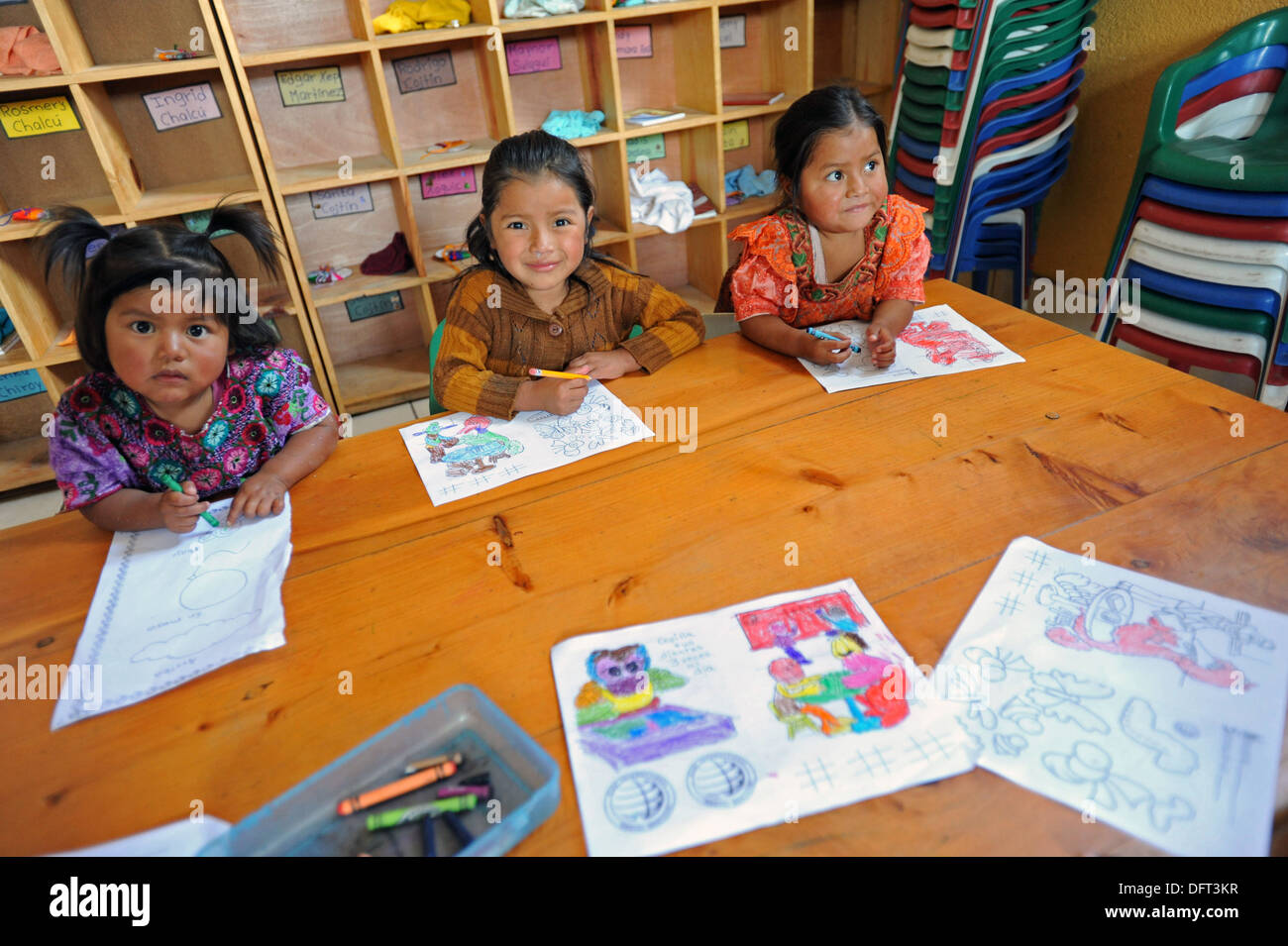 Guatemalan indigenous children at preschool in Tierra Linda, Solola ...