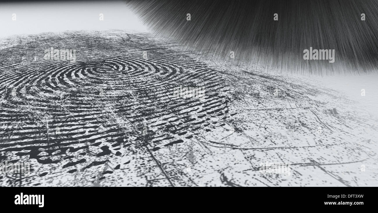 A crime scene brush dusting black talcum powder revealing and a ...