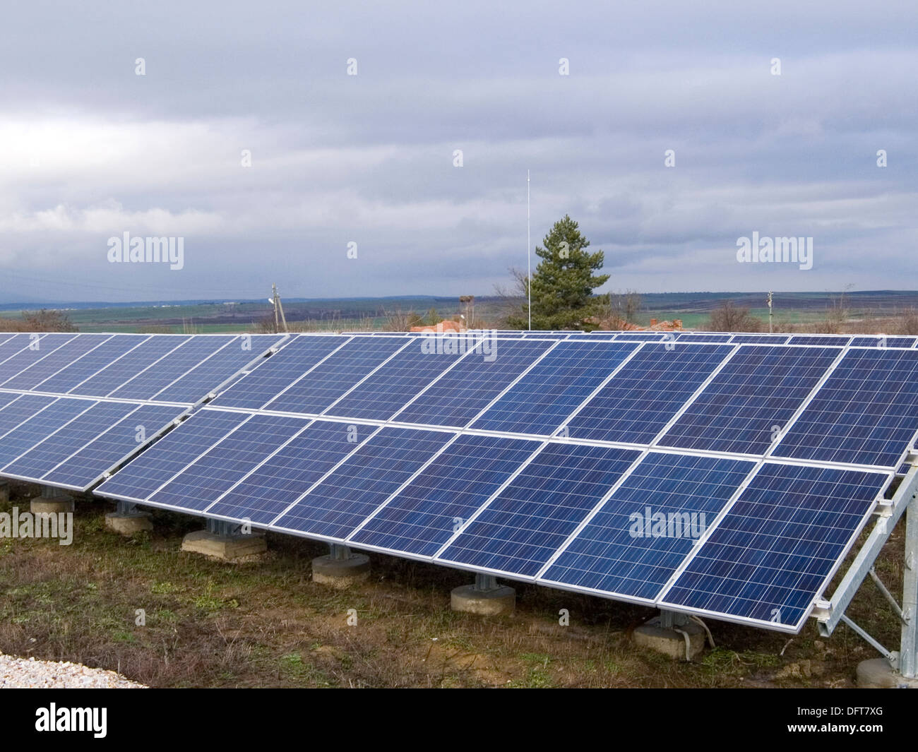 Solar power farm in a rural village malomirovo hi-res stock photography ...