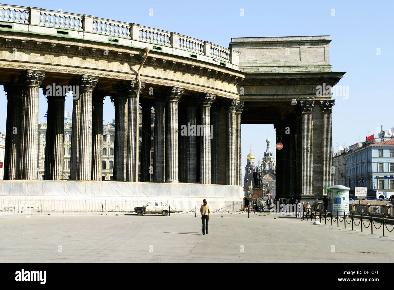 Stone colonnade of The Kazan Cathedral (Kazanskii Sobor) at Nevskii Prospekt, St. Petersburg ...