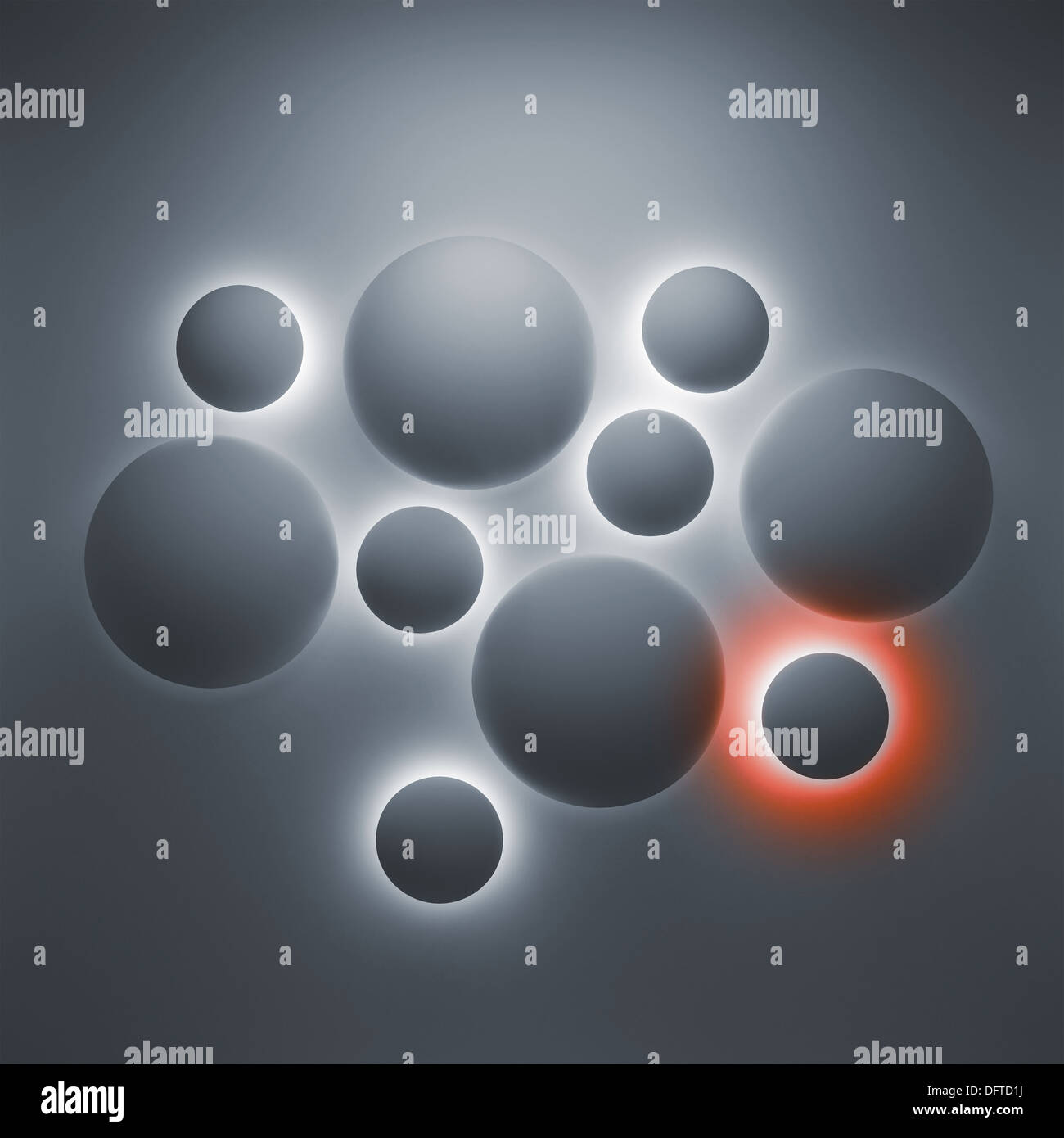 Abstract 3d geometric background with illuminated spheres Stock Photo ...