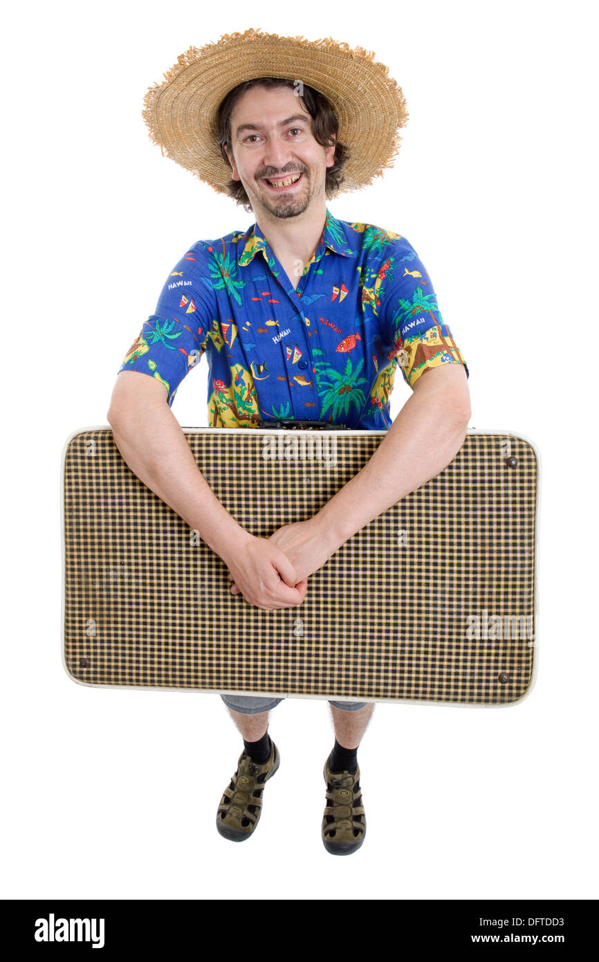 young silly man traveler, full body, isolated Stock Photo - Alamy