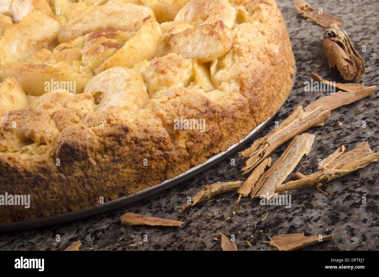 freshly baked apple cinnamon cake on a marble slab Stock Photo - Alamy