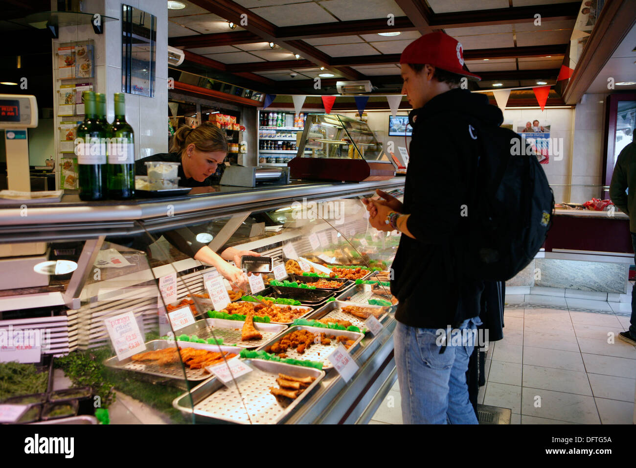 Dutch fish stall, near food Hallen, in Oud-West, Amsterdam Stock Photo ...