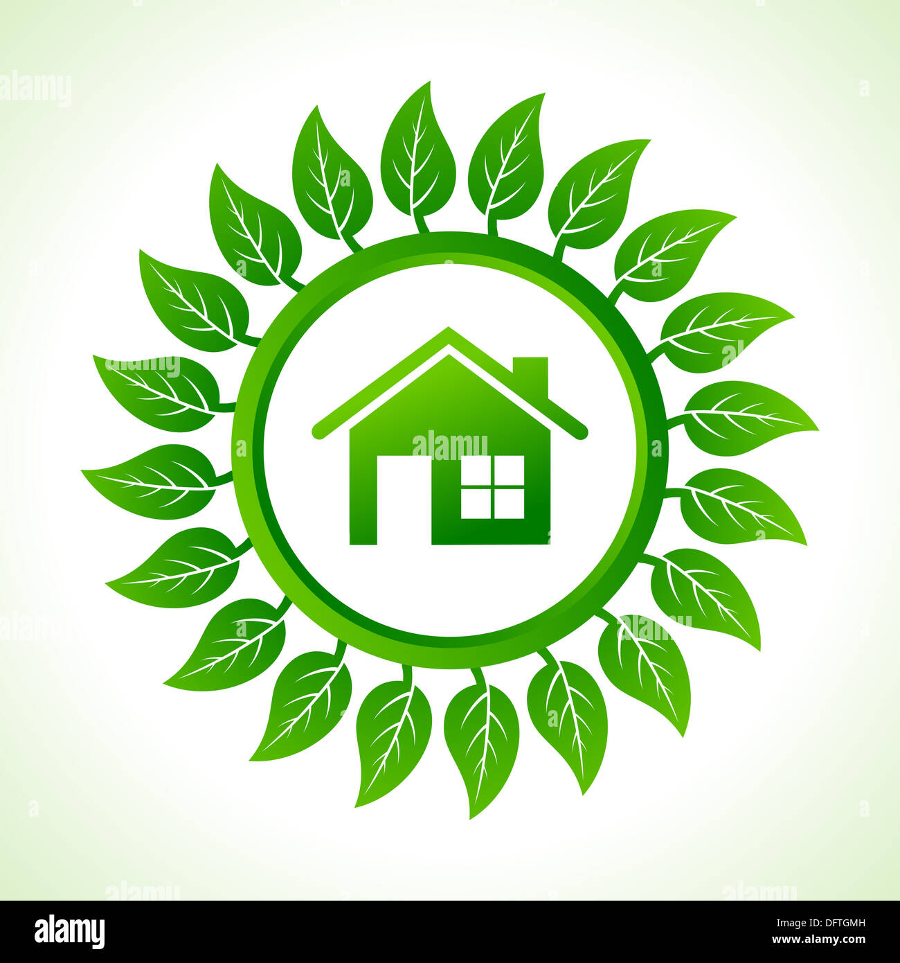Eco home inside the leaf background stock vector Stock Photo - Alamy