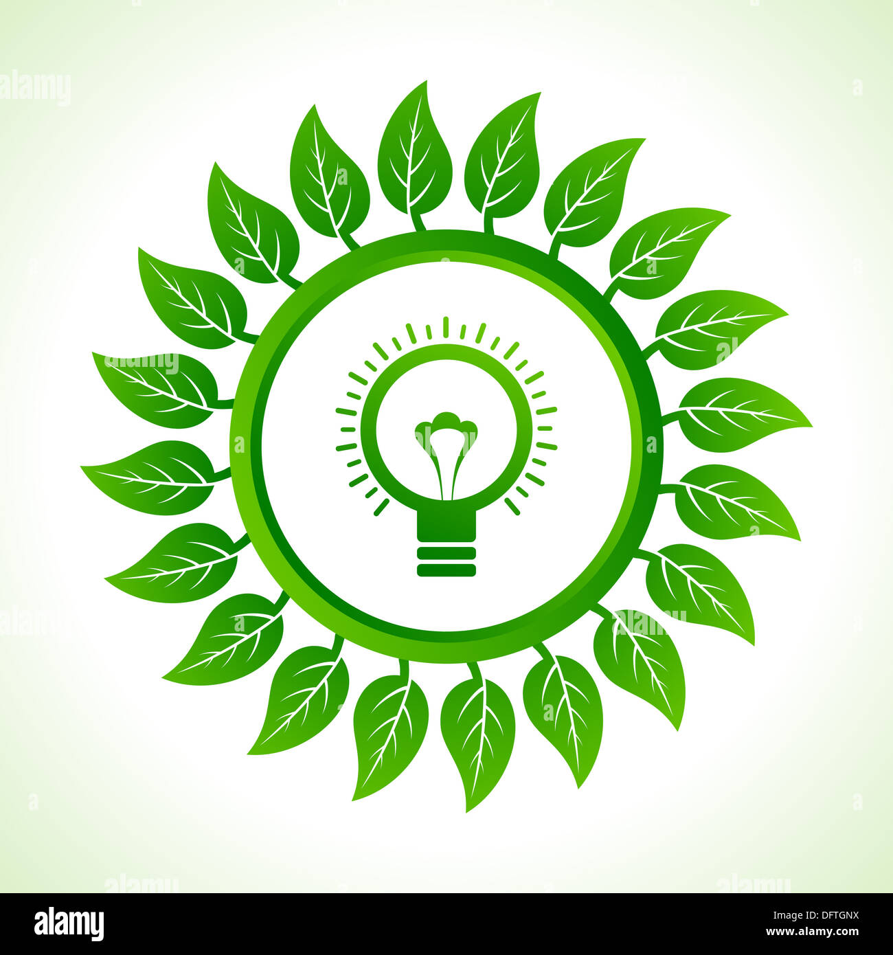 Eco bulb inside the leaf background stock vector Stock Photo - Alamy