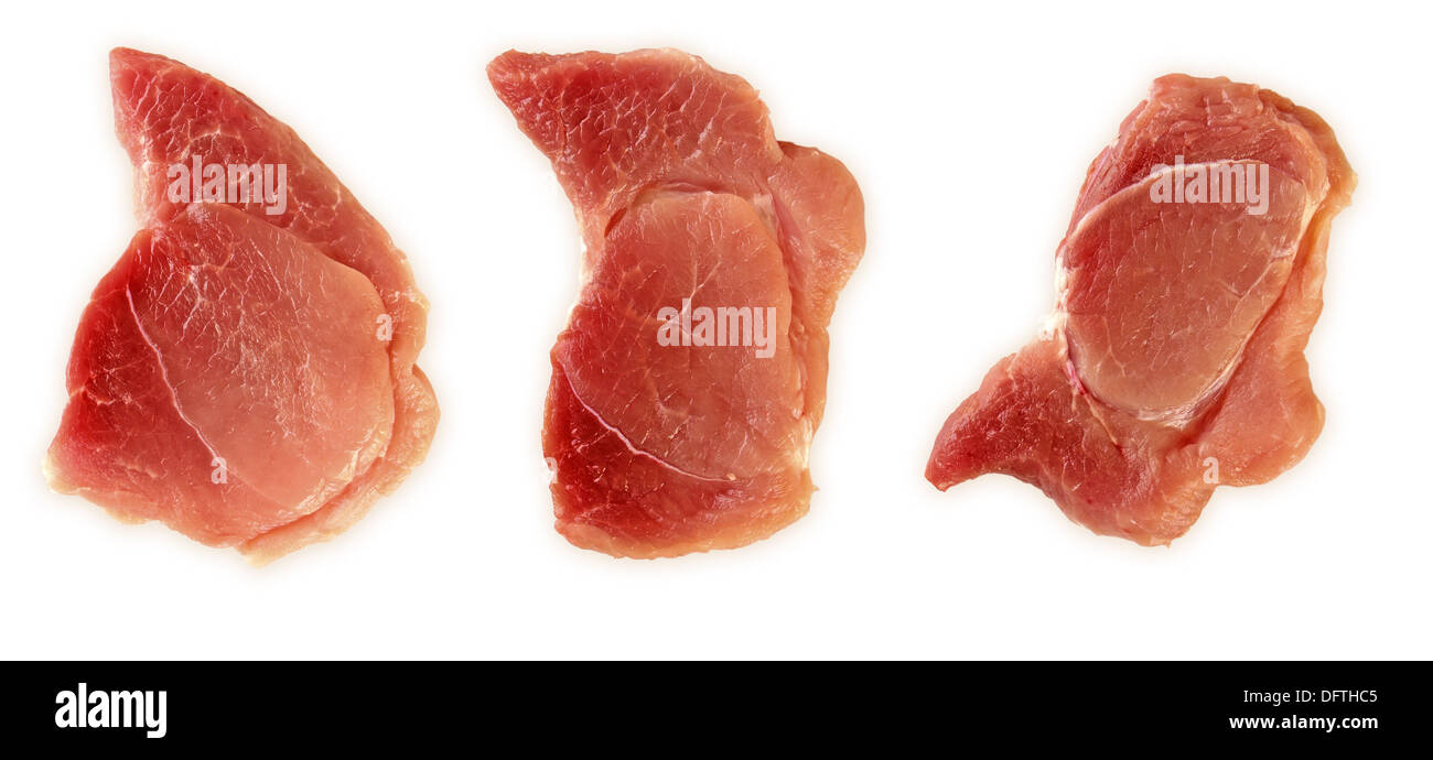Three slices of fresh meat Stock Photo - Alamy
