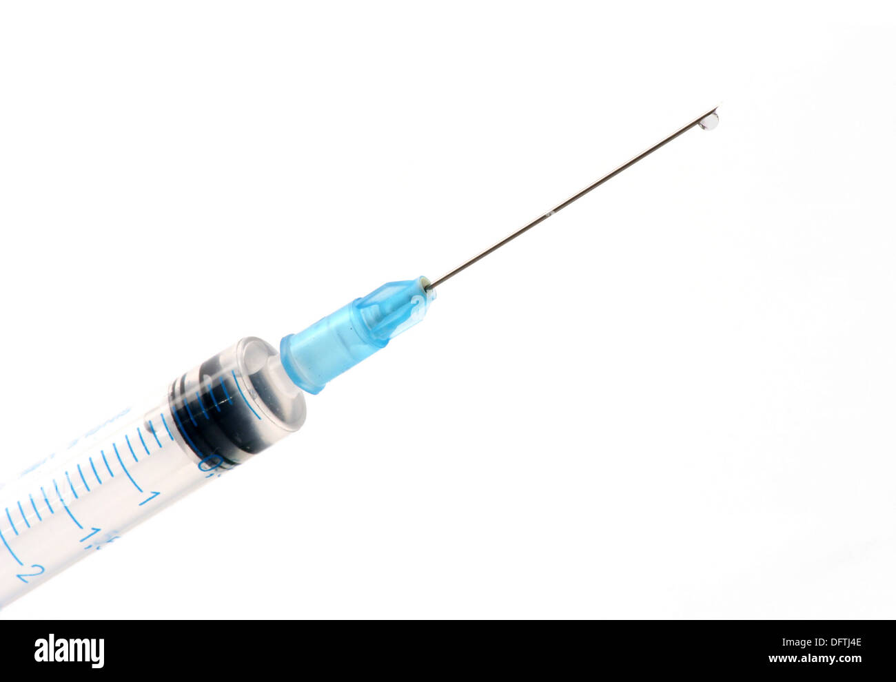 Syringe and a drop on the needle Stock Photo - Alamy