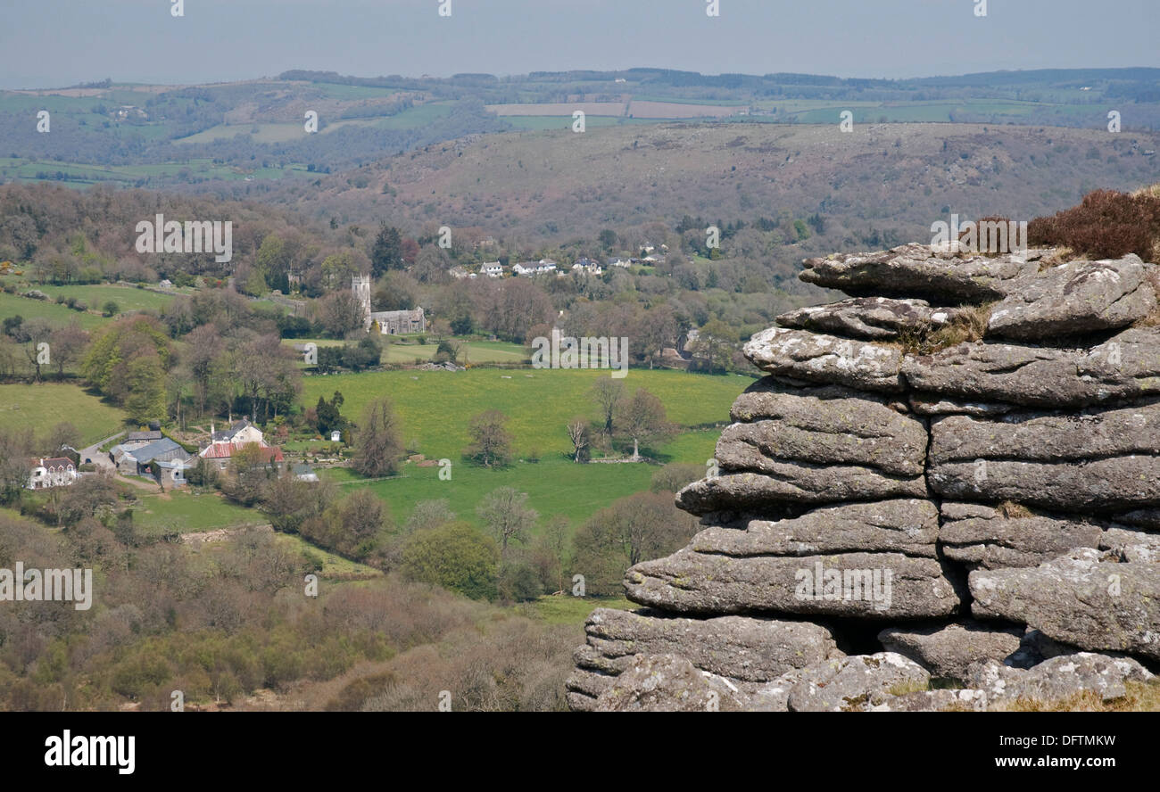 On Hayne Down, Dartmoor, looking northeast towards the village of ...