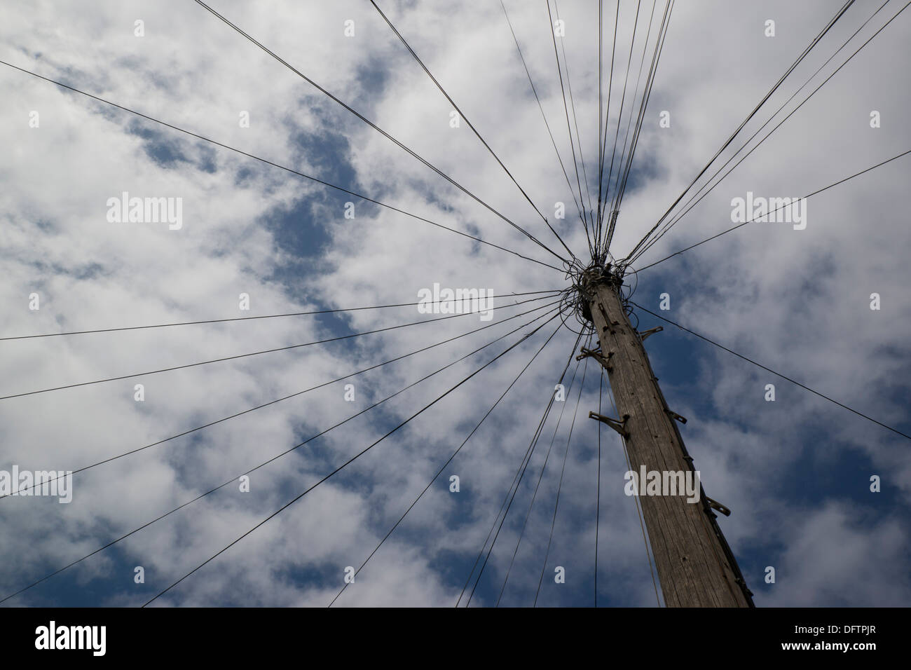 Power pole with cables Stock Photo - Alamy