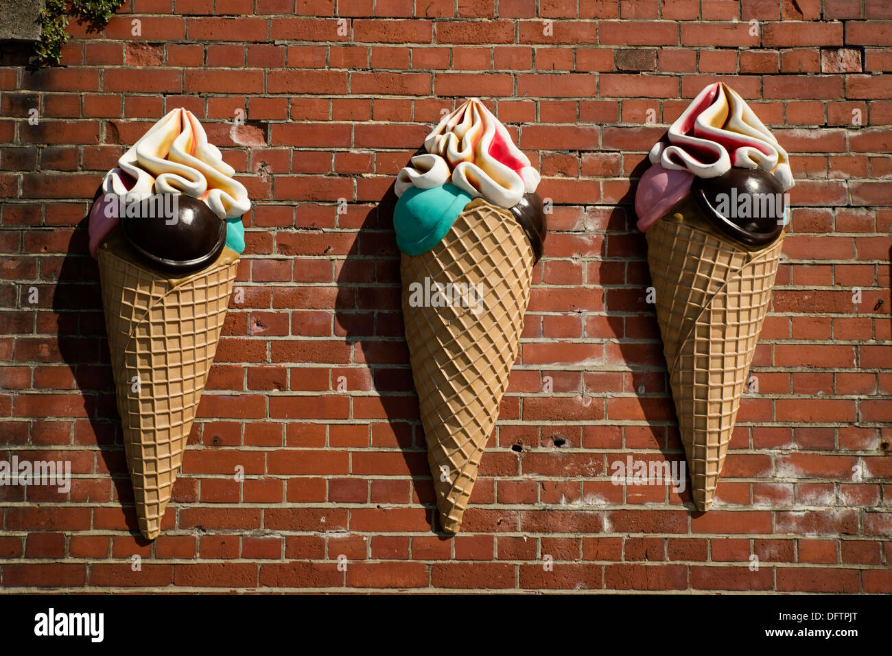 Ice cream cones, decoration on a wall Stock Photo - Alamy