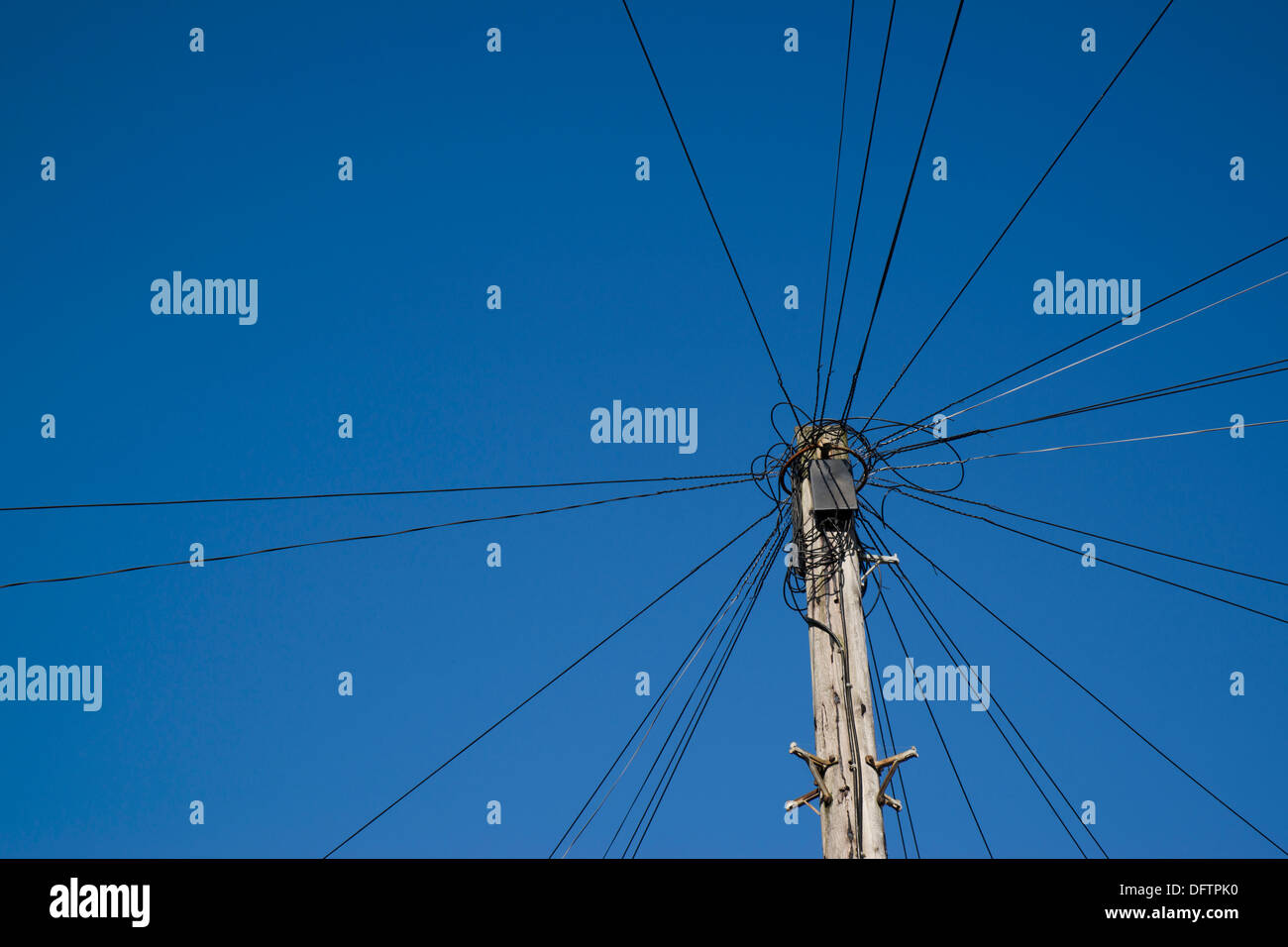 Power pole with cables Stock Photo - Alamy