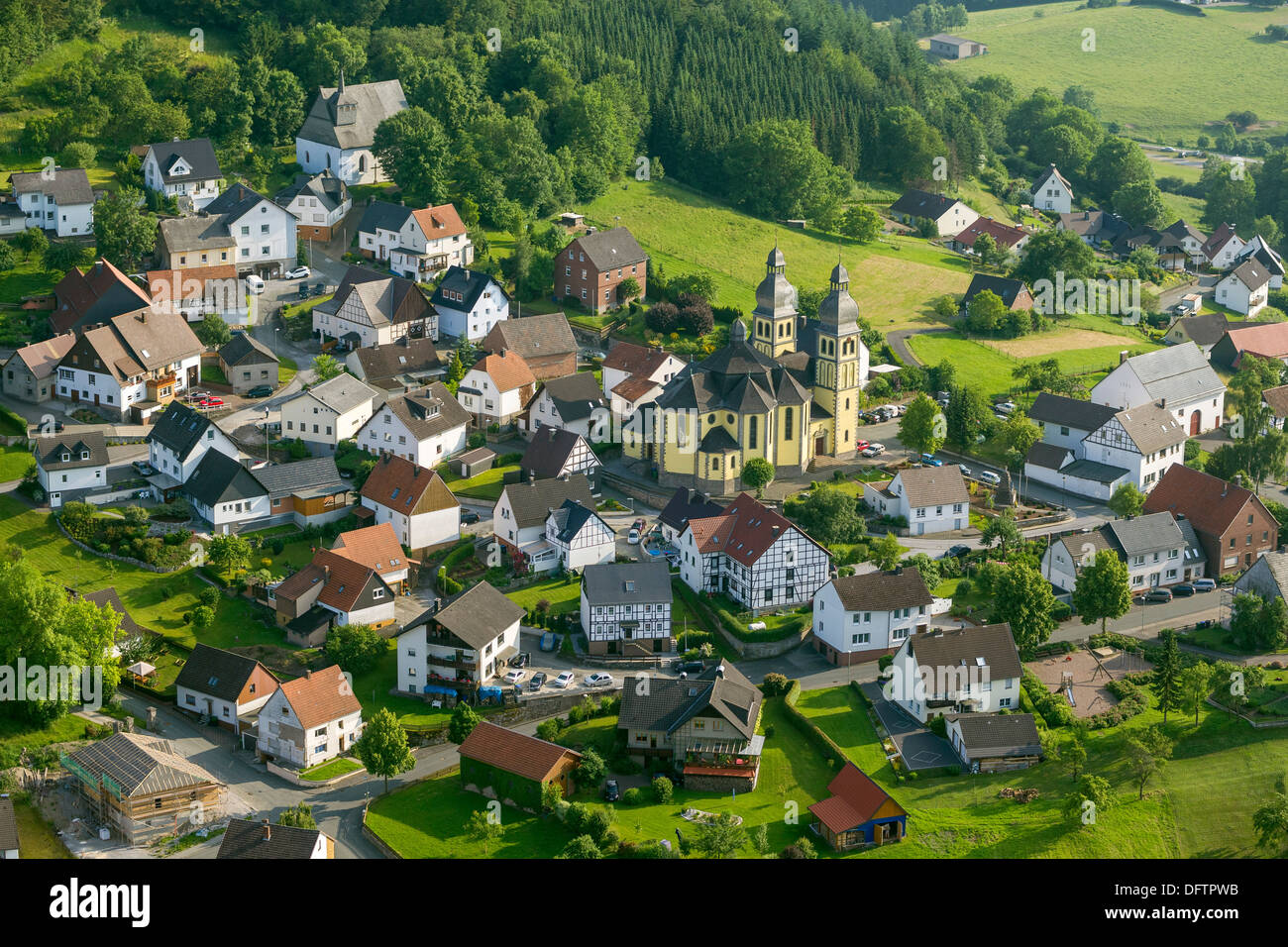 Aerial view, Padberg with the Church of St. Mary Magdalene, Padberg ...