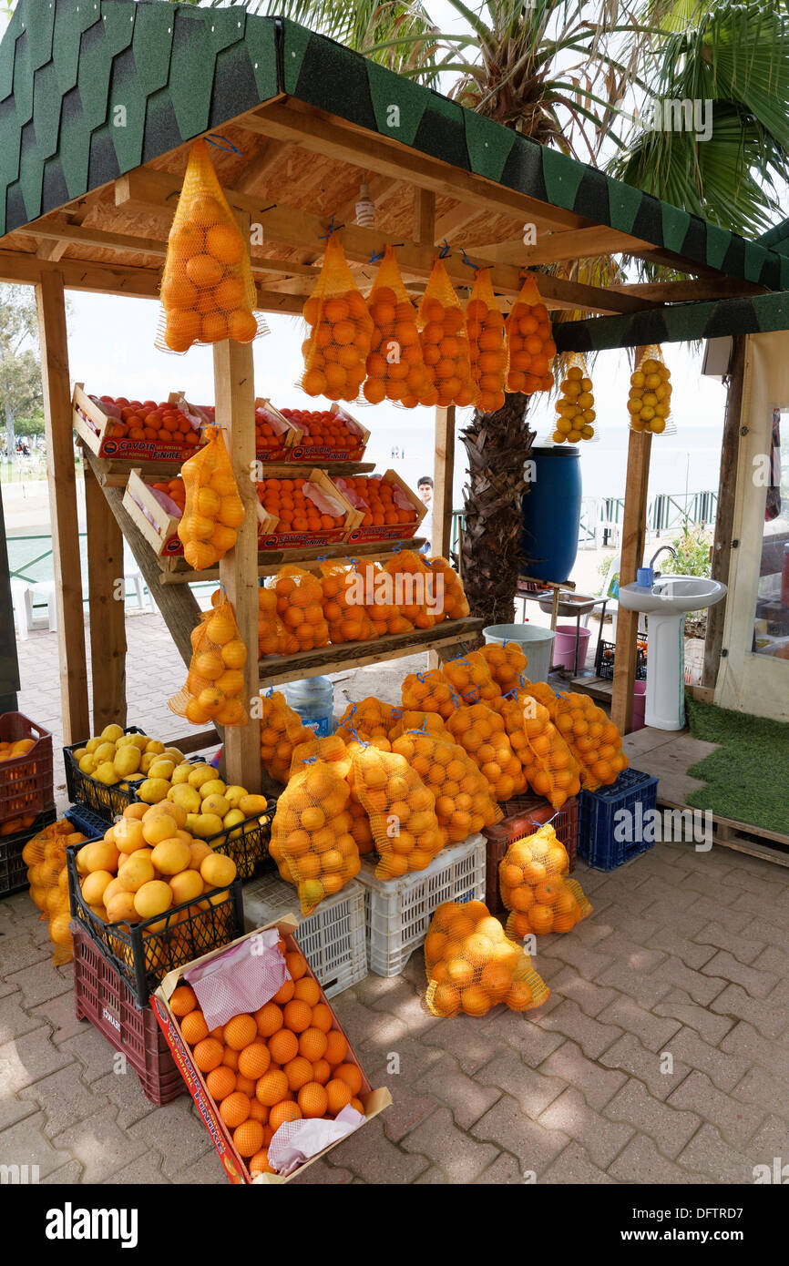 Market stall selling oranges, Finike, Lycia, Province of Antalya ...