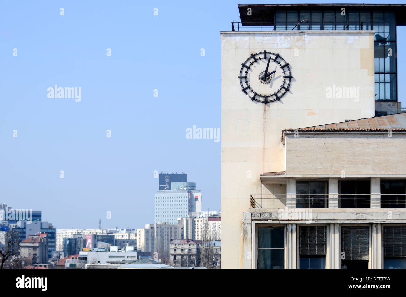 Bucharest, Romania Clock on the side of a building Stock Photo - Alamy