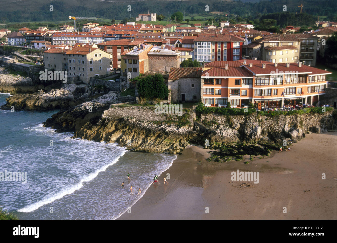 Sablon beach and llanes village asturias hi-res stock photography and ...