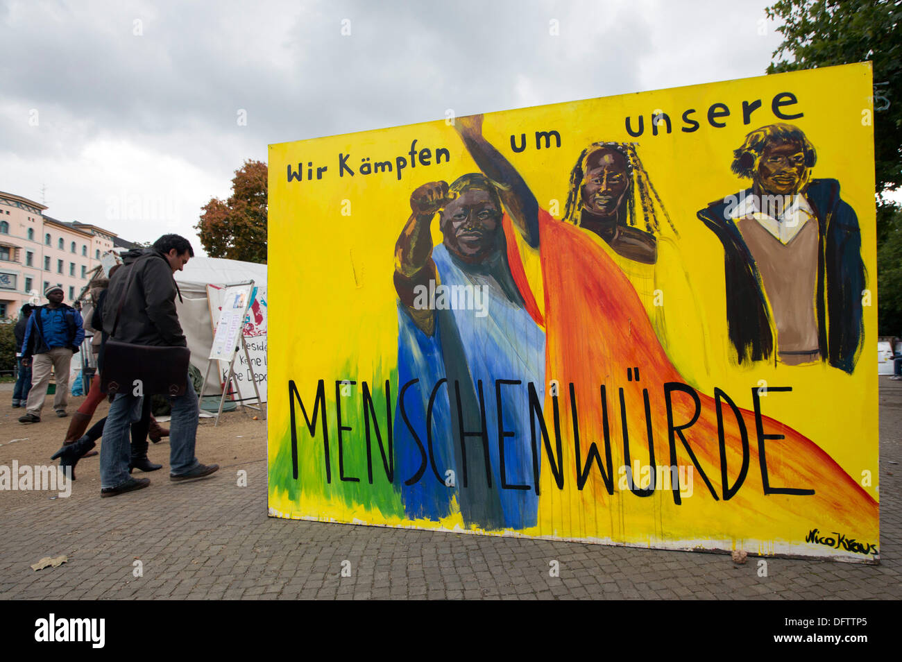 Berlin, Germany. 07th Oct, 2013. 'We fight for our human dignity' is ...