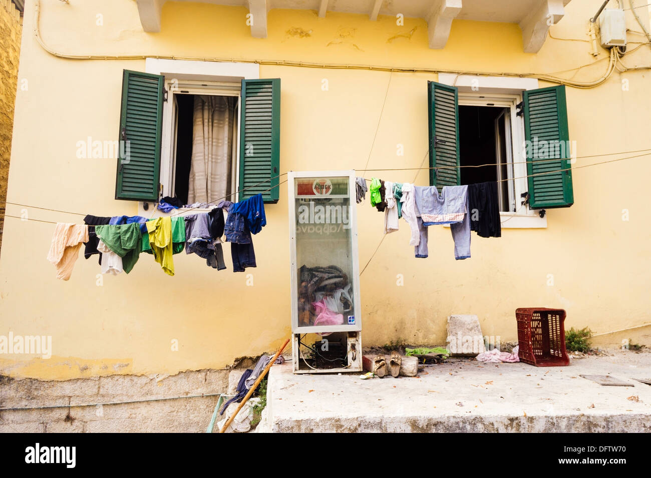 washing line - Corfu, Greece Stock Photo - Alamy