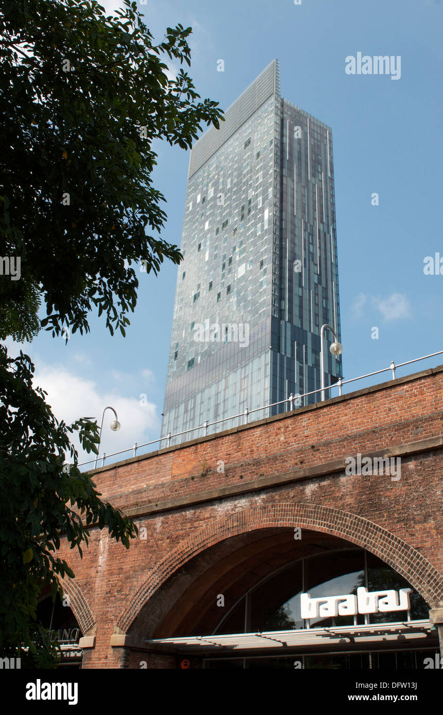 Beetham Tower rises above the baa bar, Manchester Stock Photo - Alamy