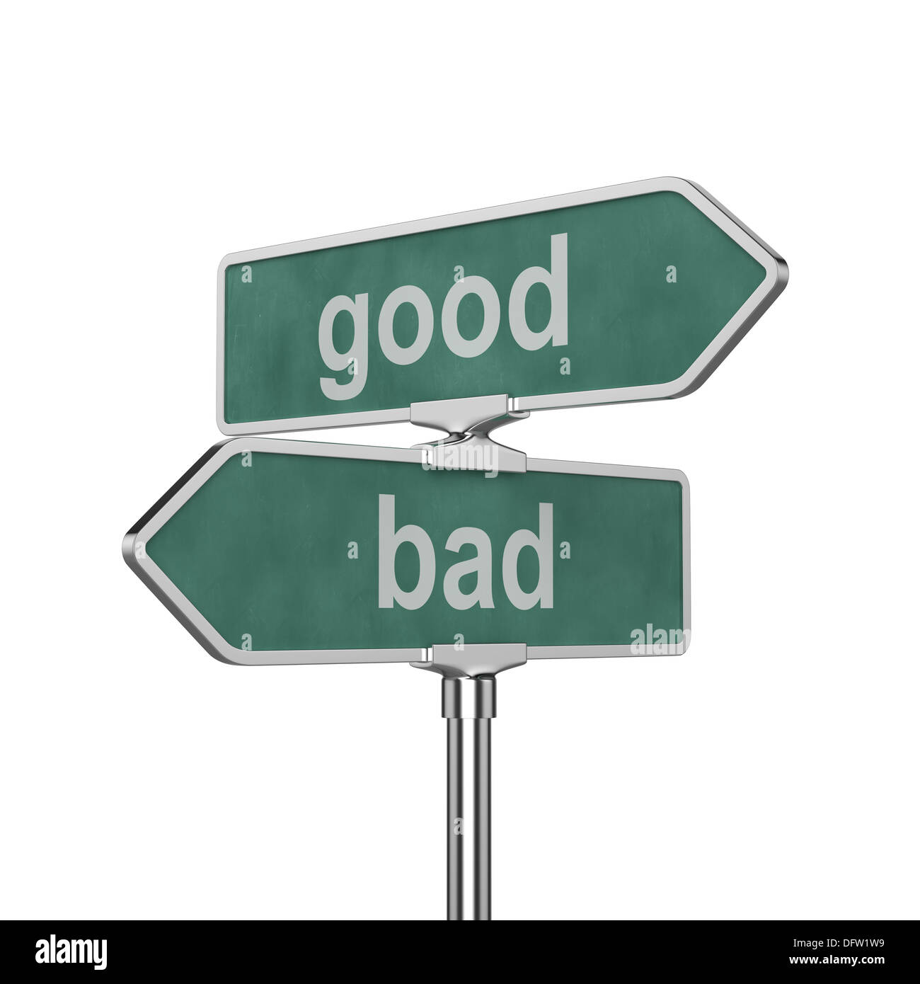 3d render of good and bad concept roadsign board isolated on white ...