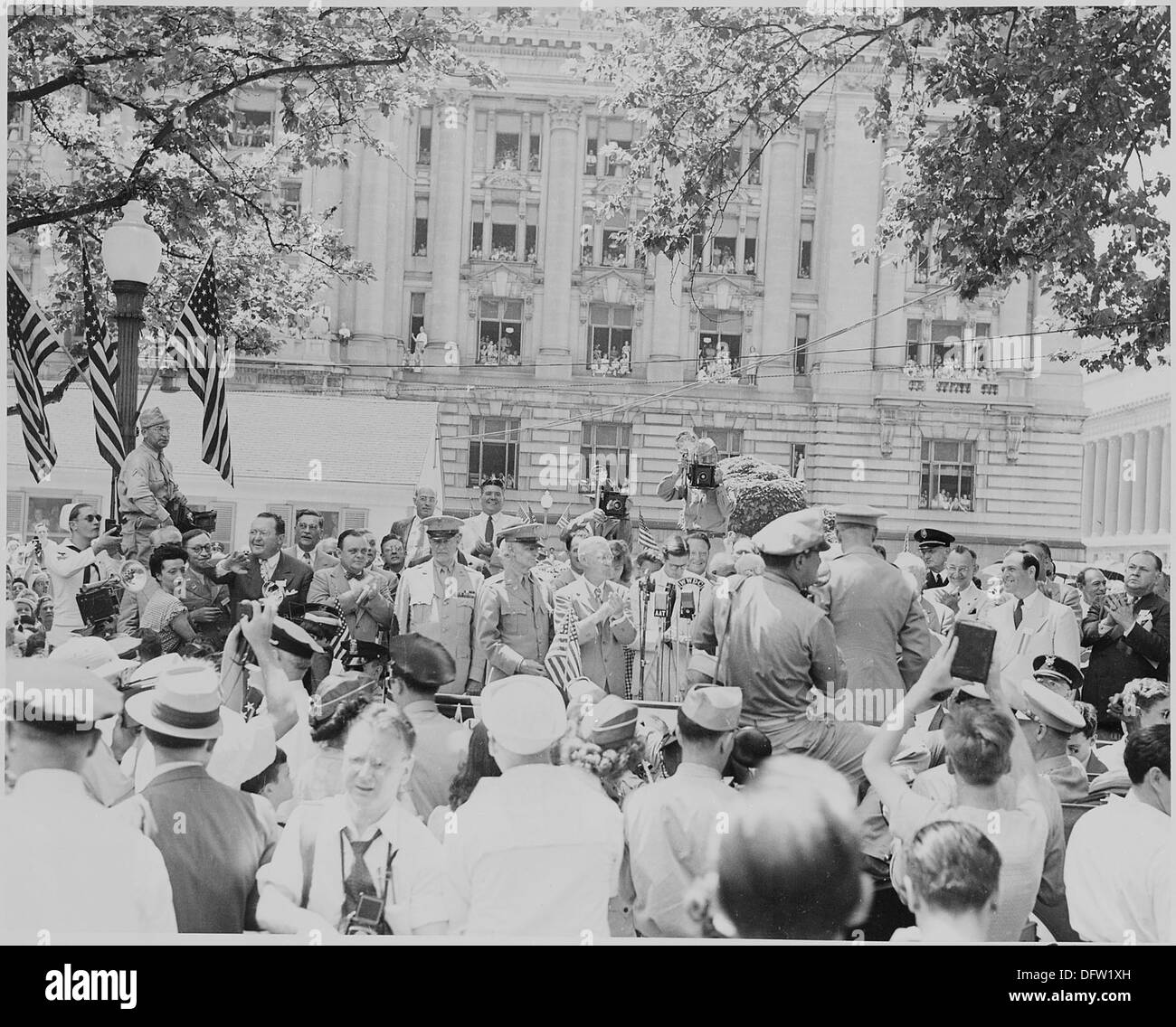 A photograph of General Dwight D. Eisenhower, with his back to the ...