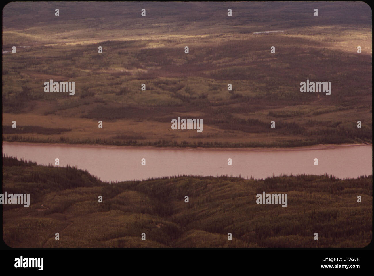 A view of the Yukon Crossing from the south bank of the river, showing ...