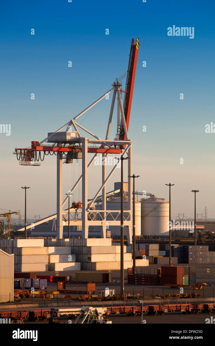 Cranes and containers in an industrial port Stock Photo - Alamy