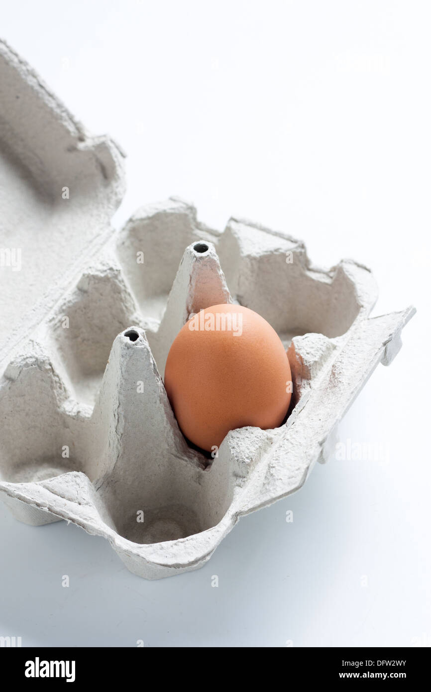 Cardboard egg box with an egg inside Stock Photo - Alamy