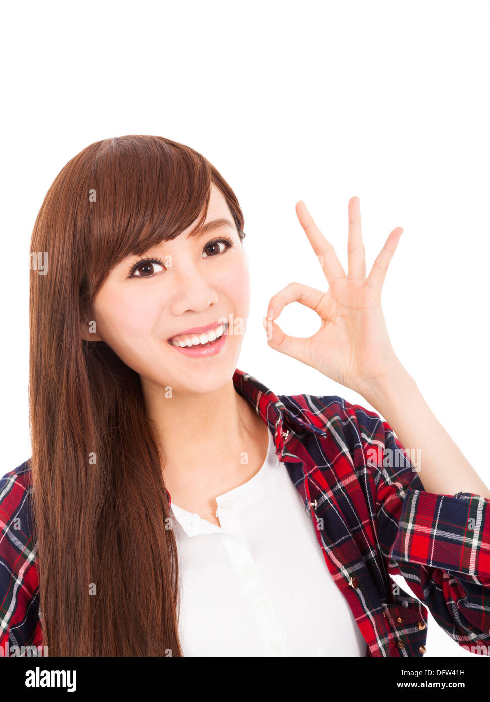 Asian woman ok sign gesture hi-res stock photography and images - Alamy