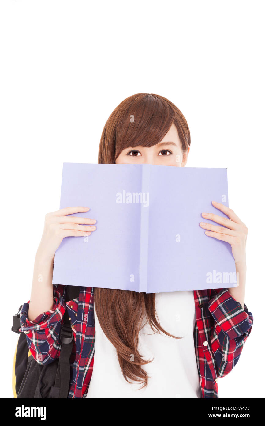 young student girl holding the book Stock Photo - Alamy