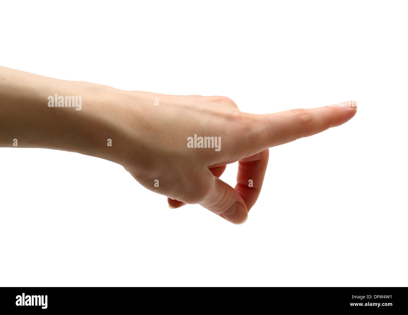 Pointing finger on white background Stock Photo - Alamy
