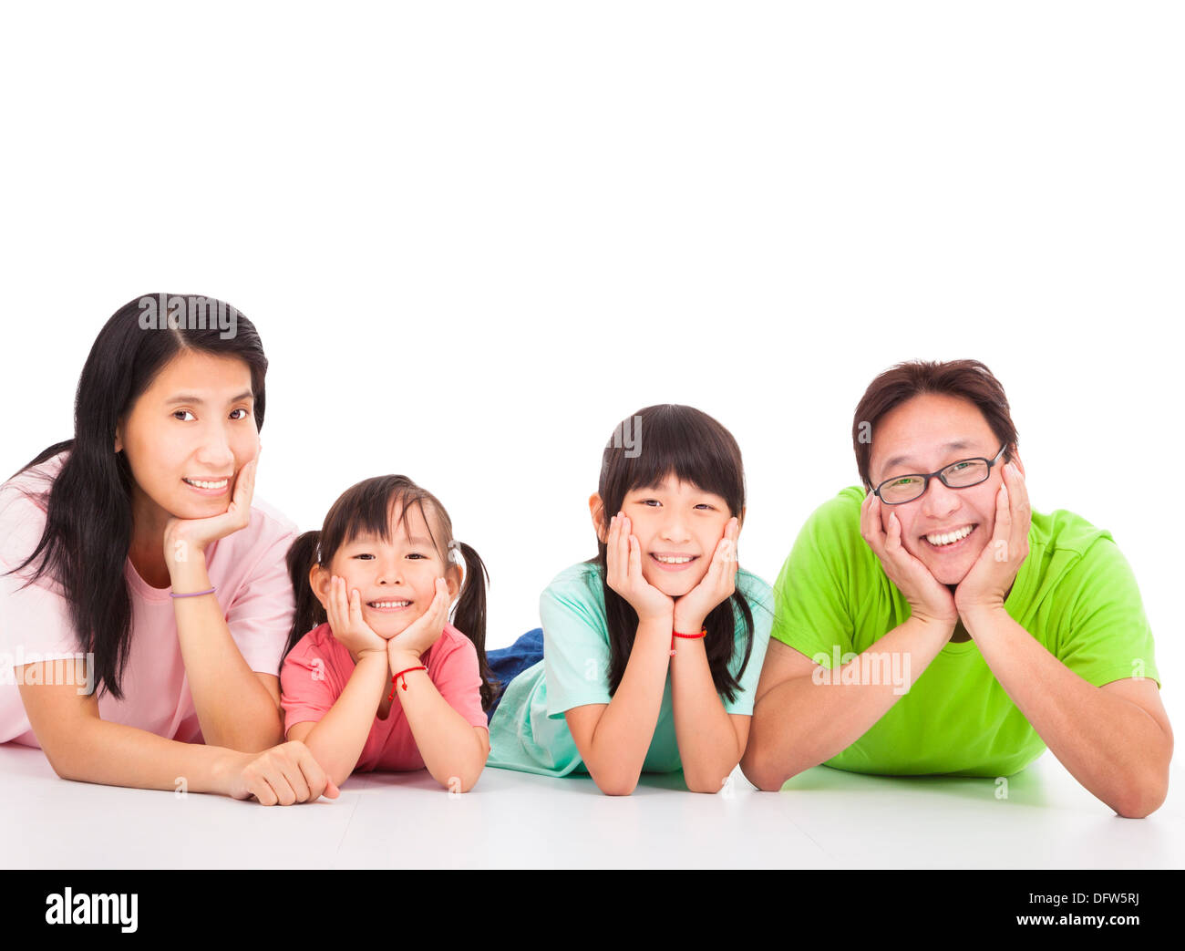 Happy asian family isolated on white Stock Photo - Alamy