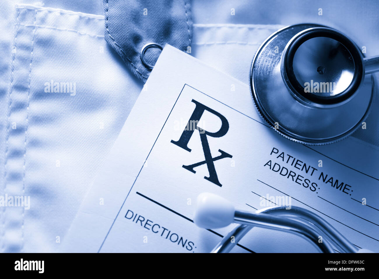 Stethoscope and patient list on doctor's smock Stock Photo - Alamy