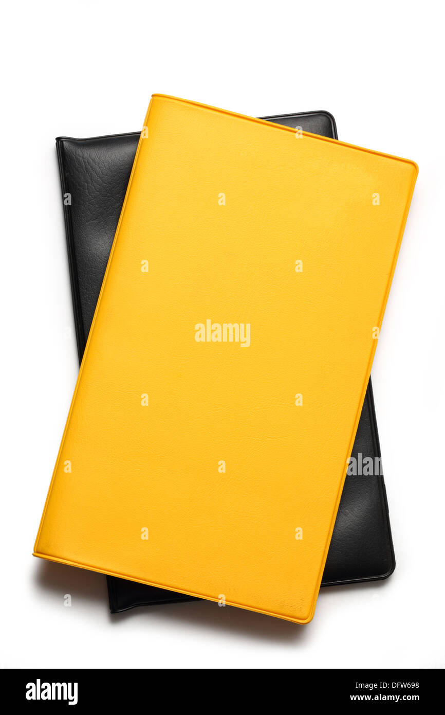 Yellow blank book on white Stock Photo - Alamy