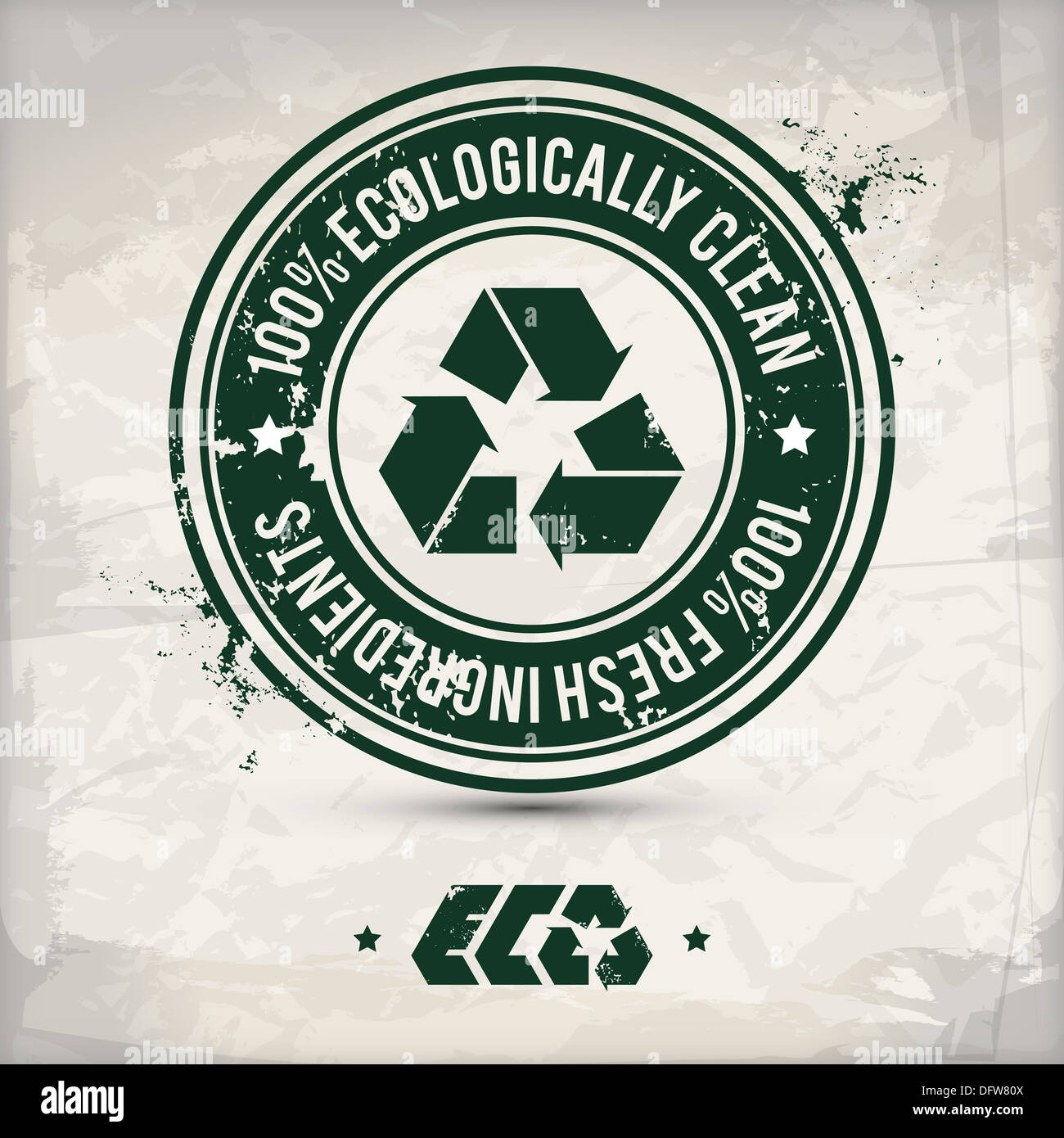 alternative green, eco, bio label / stamp on textured background, which ...