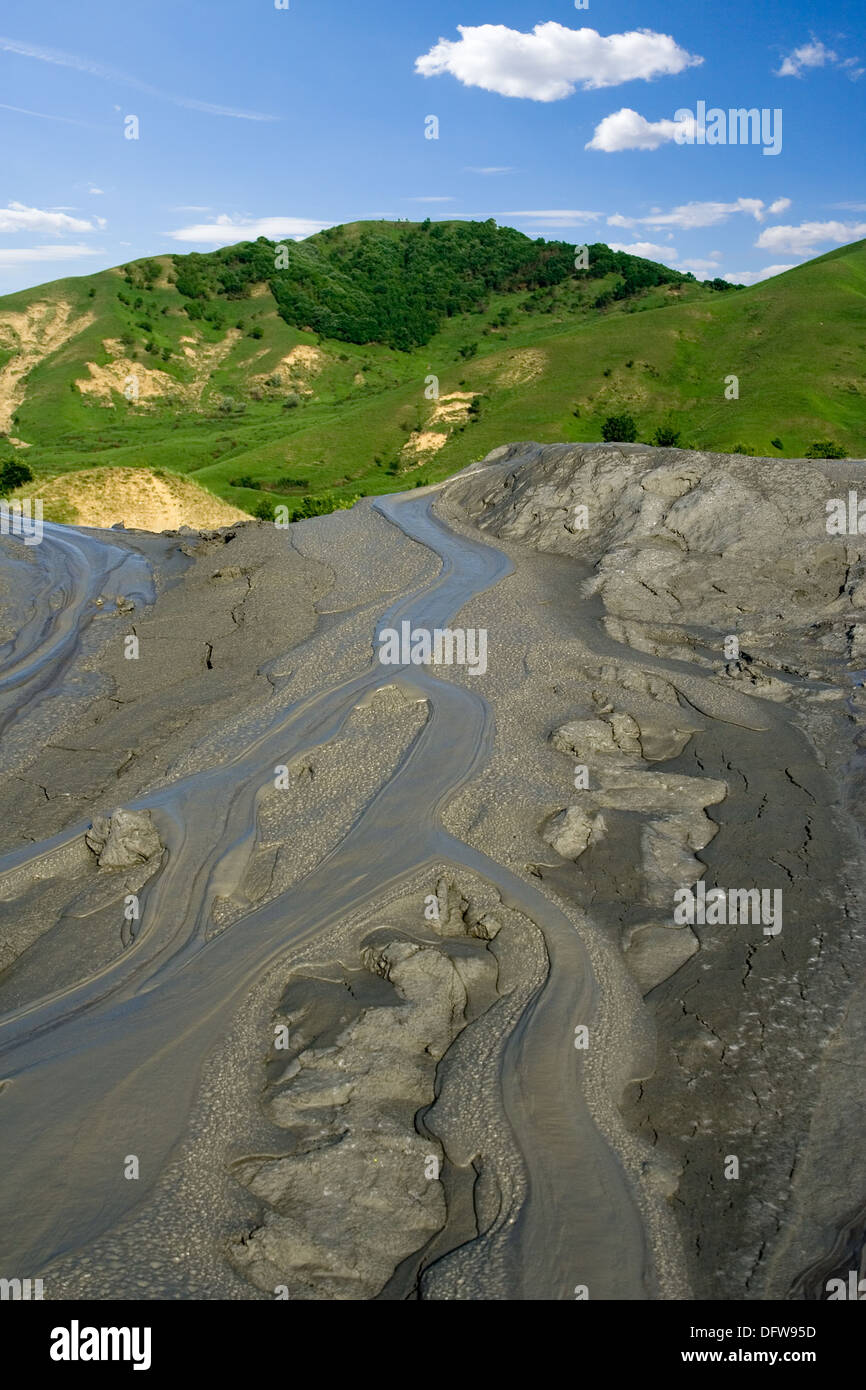 Muddy volcanoes (in Buzau, Romania), flowing mud Stock Photo - Alamy