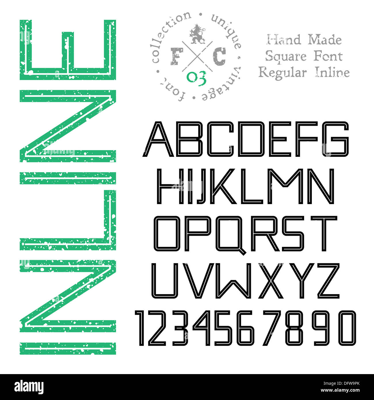 Handmade retro font. Inline type Stock Photo - Alamy