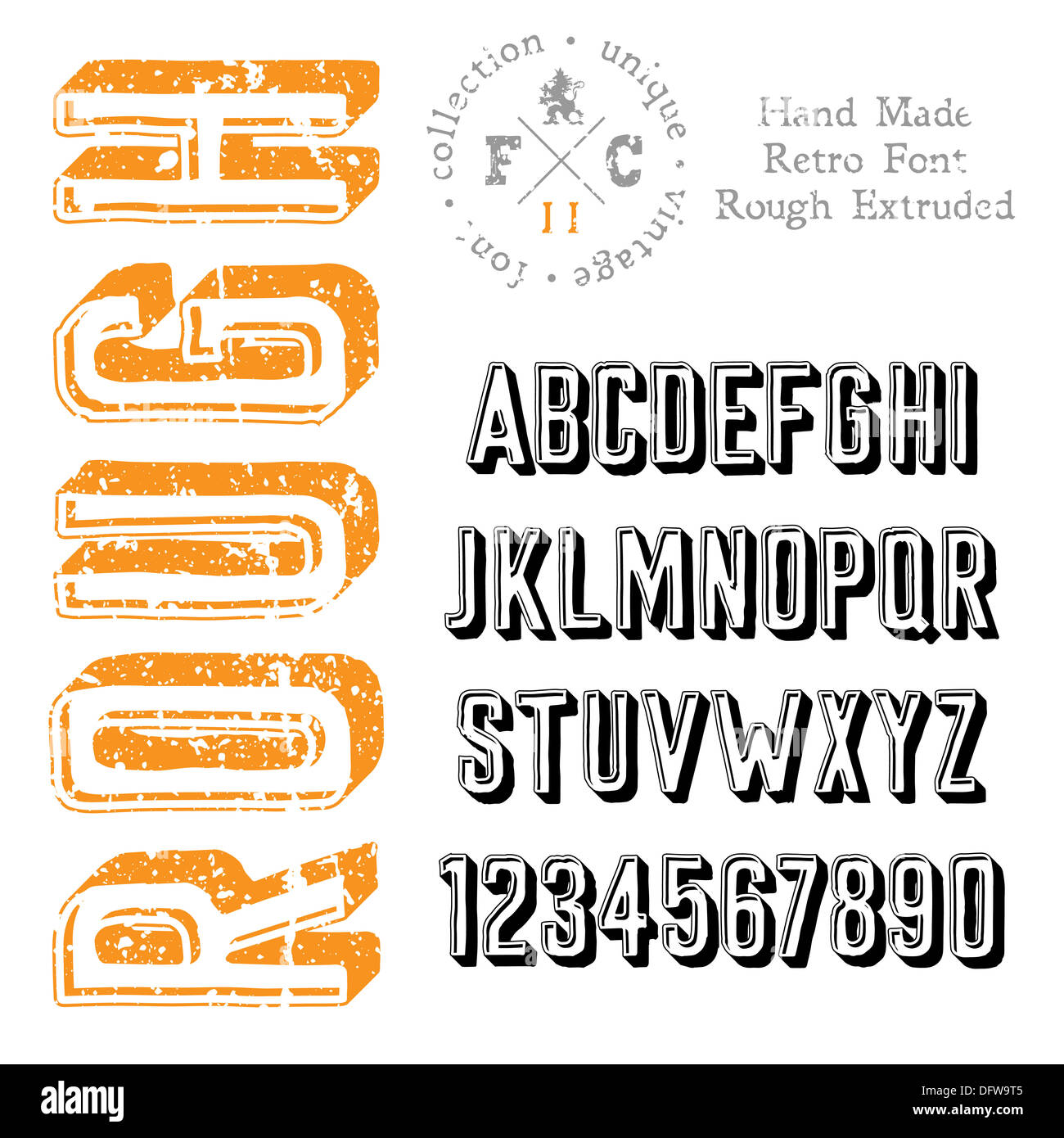 Handmade retro font. 3d extruded type Stock Photo - Alamy