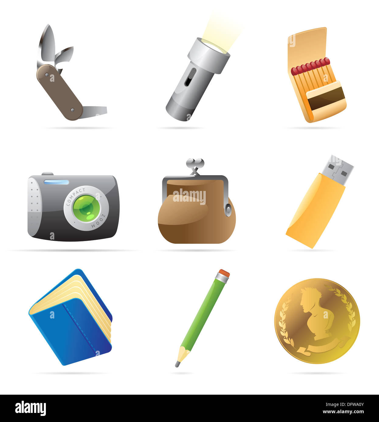 Icons for personal belongings Stock Photo - Alamy