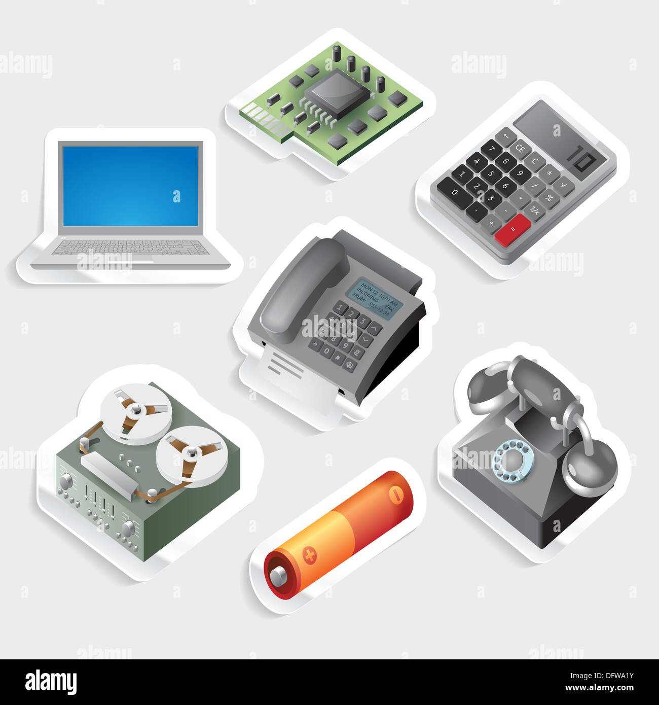 Sticker icon set for devices and technology Stock Photo - Alamy